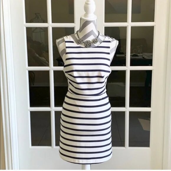 Zara | Dresses | New Zara Elegant Black White Horizontal Striped Dress ...